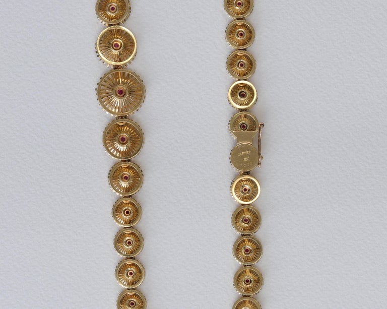 Cartier Mid Century Ruby Necklace in 18 Karat Yellow Gold Star Burst ...