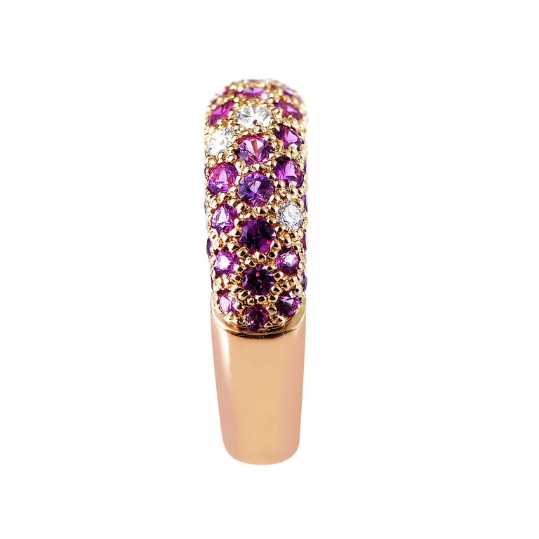 Cartier Mimi 18 Karat Rose Gold Diamond and Pink Sapphire Pave Band ...