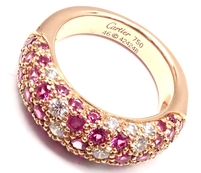 Cartier Mimi Diamond Ruby Rose Gold Band Ring at 1stDibs | ruby rose ...
