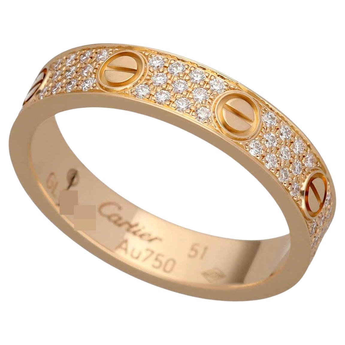 Cartier Mini Love Ring Small 18K Yellow Gold Diamonds 0.19ct US 4 For ...