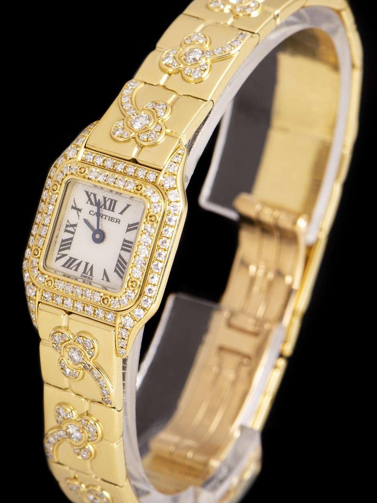 Cartier Mini Panthere Yellow Gold Diamond Set Flower Motif Bracelet at ...