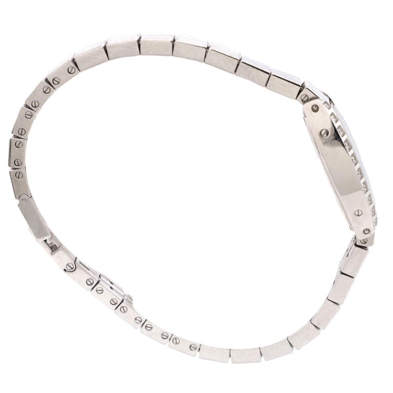 Cartier Mini Tonneau Lanier Quartz Watch White Gold with Diamond Bezel ...