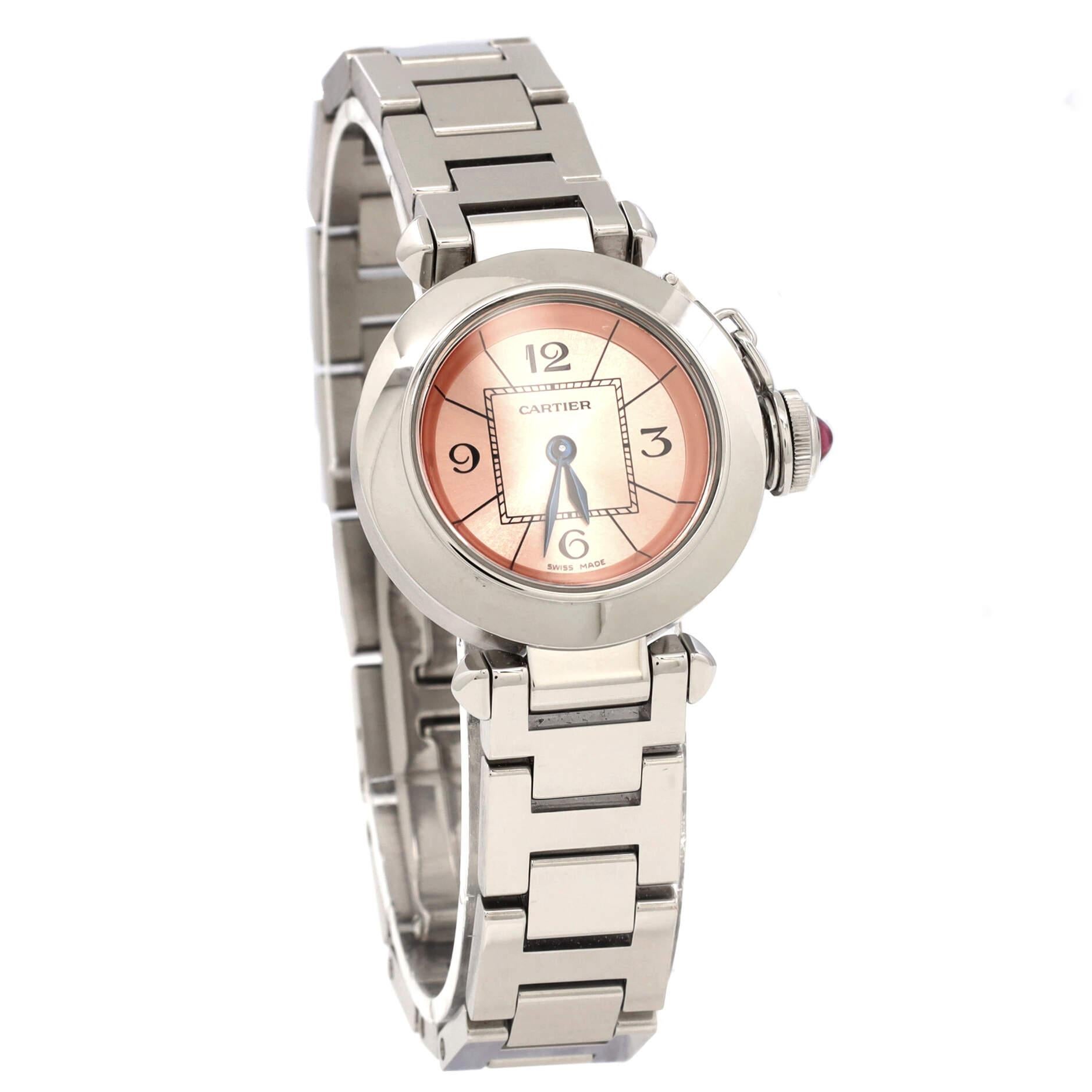 Cartier Miss Pasha Pink Dial Quartz Watch Stainless Steel 27 For Sale ...