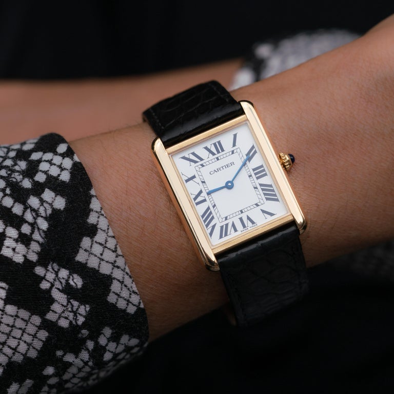 Cartier Model 3187 Tank Solo 18 Karat Yellow Gold and Stainless Steel ...