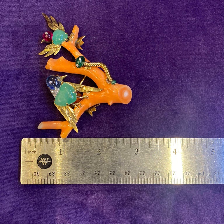 Cartier Multi Gem Birds Brooch For Sale at 1stDibs