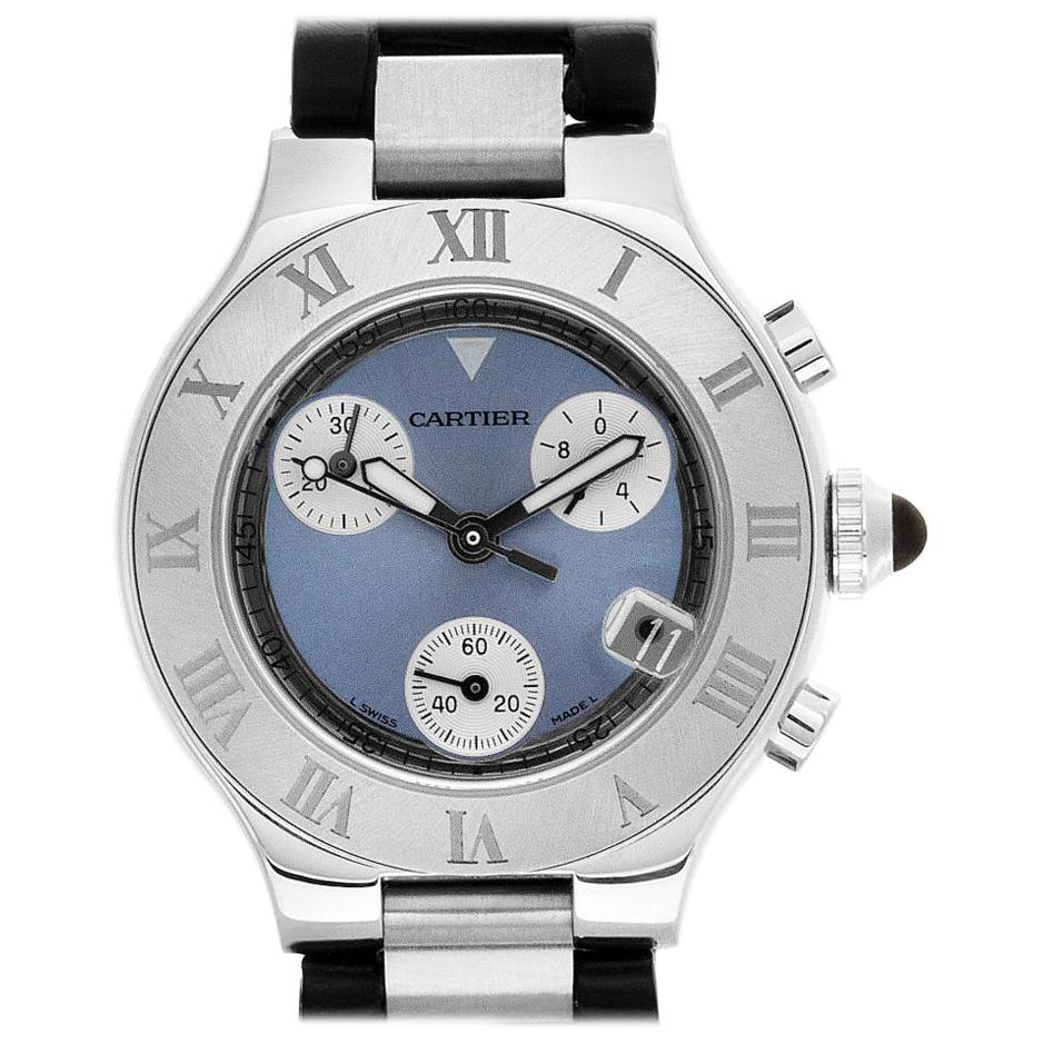 Cartier Must 21 2996, Blue Dial, Certified and Warranty at 1stDibs