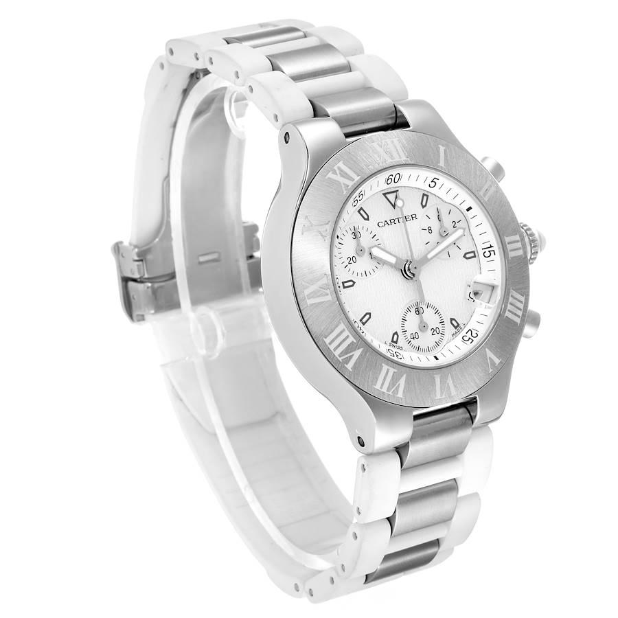 Cartier Must 21 Chronoscaph White Rubber Steel Ladies Watch W10184U2 at ...