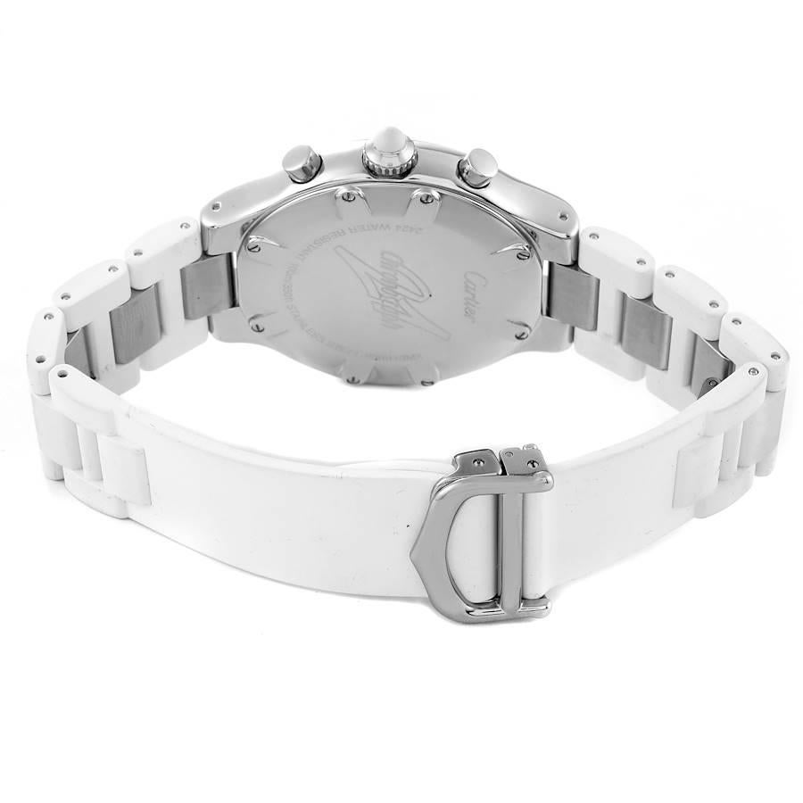Cartier Must 21 Chronoscaph White Rubber Steel Ladies Watch W10184U2 at ...