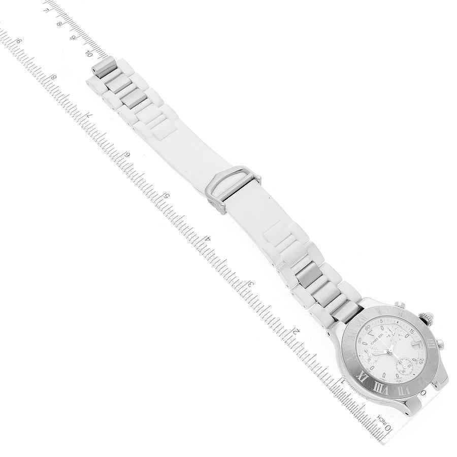 Cartier Must 21 Chronoscaph White Rubber Steel Ladies Watch W10184U2 at ...