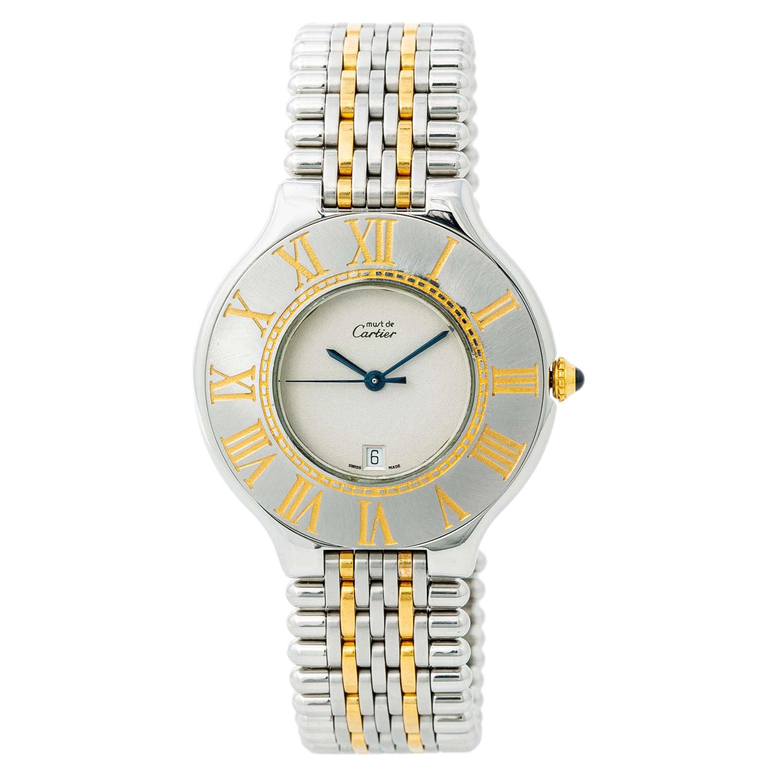 Cartier Must 21 Two-Tone Watch 9011 For Sale at 1stDibs