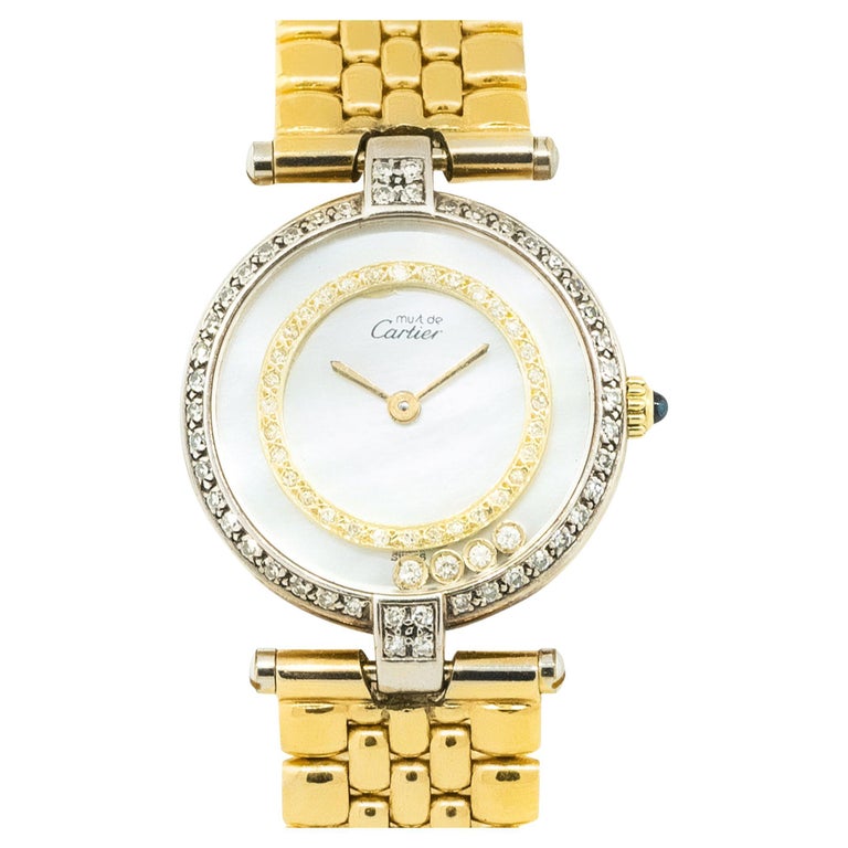 Cartier Must de Cartier Gold Plated Floating Diamond Watch For Sale at ...
