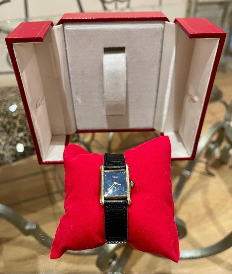 Cartier, Must Tank Watch in Silver Vermeil For Sale at 1stDibs