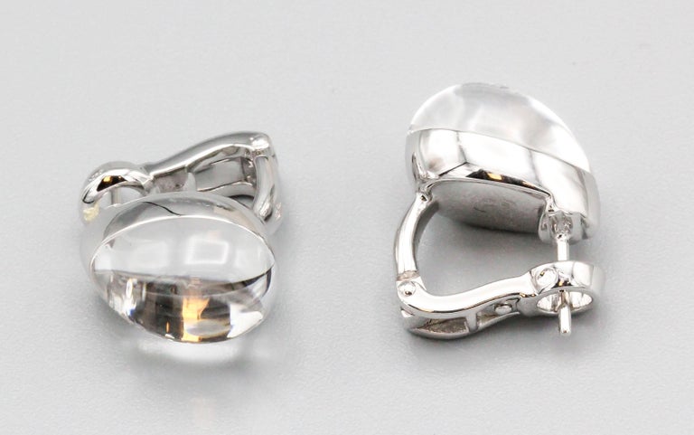Cartier Myst Rock Crystal Diamond 18 Karat White Gold Dome Earring at ...