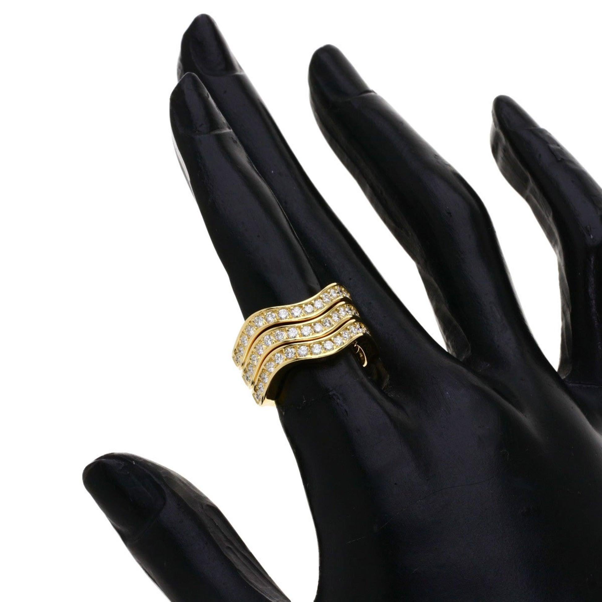 Cartier Neptune Diamond Triple Rings in 18K Yellow Gold For Sale at 1stDibs
