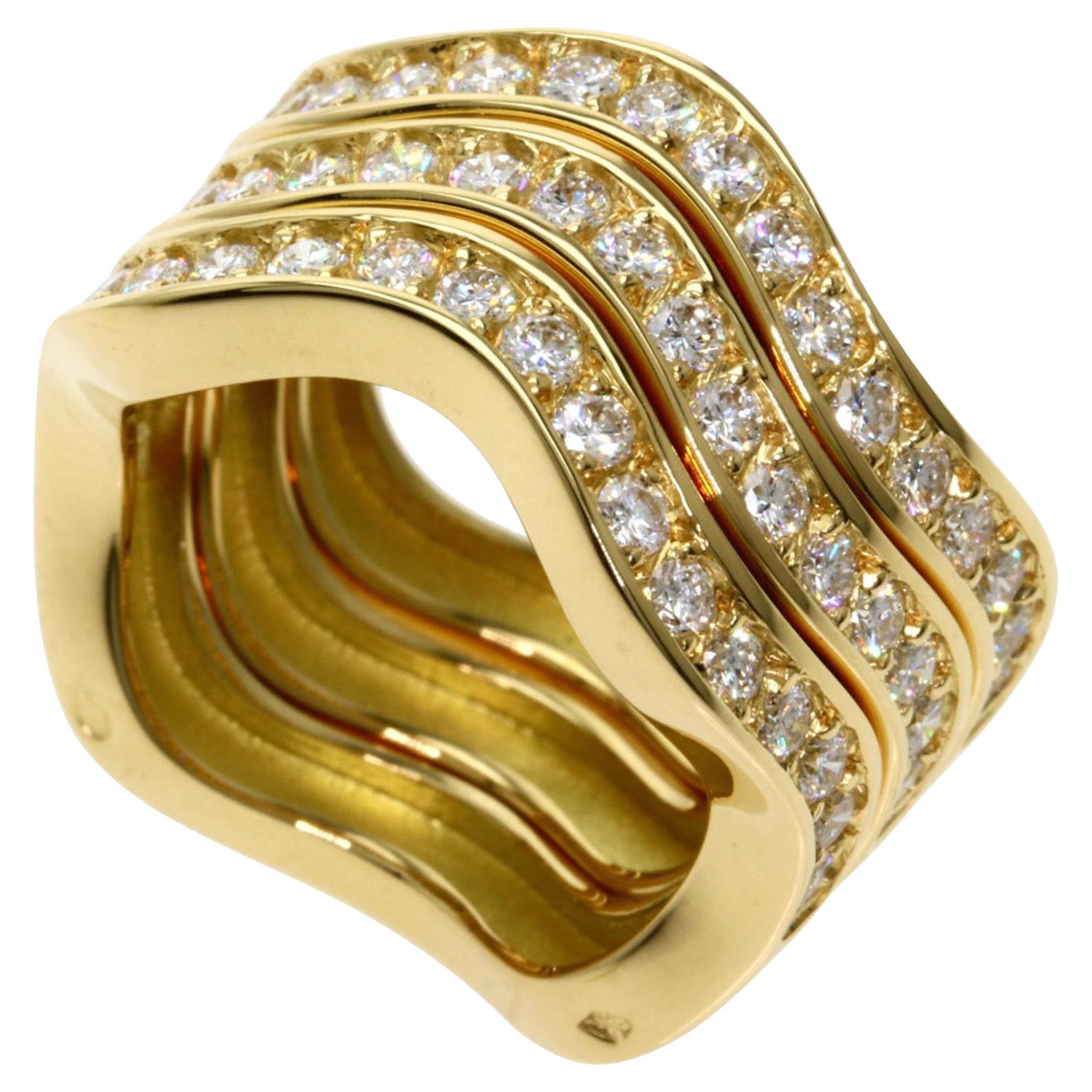 Cartier Neptune Diamond Triple Rings in 18K Yellow Gold For Sale at 1stDibs