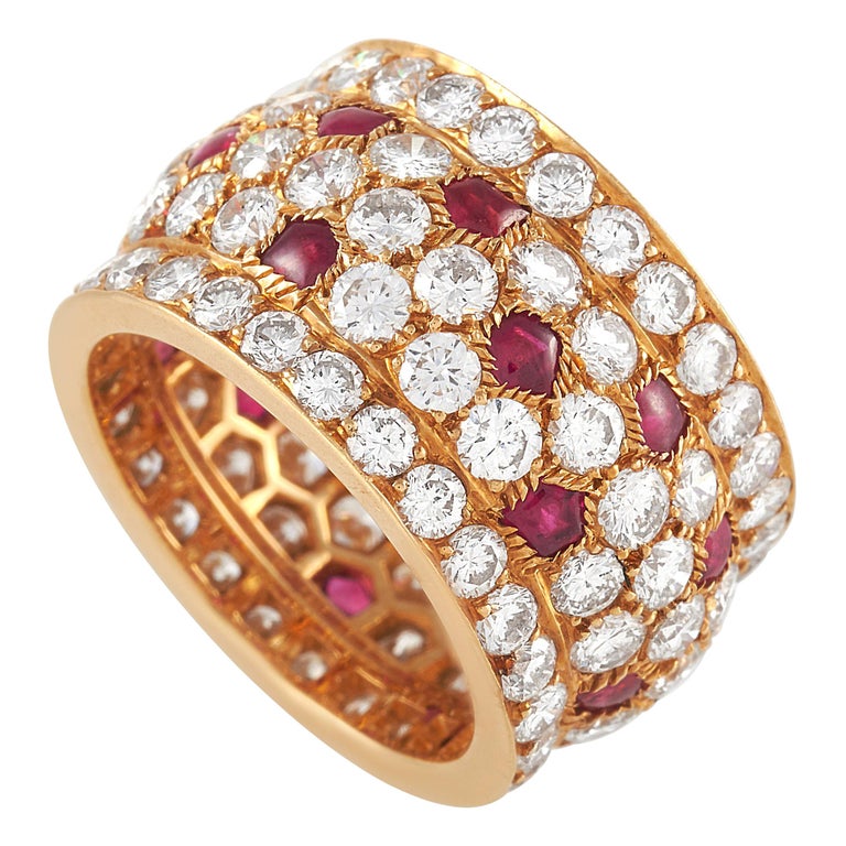 Cartier Nigeria 18k Yellow Gold Diamond and Ruby Ring at 1stDibs