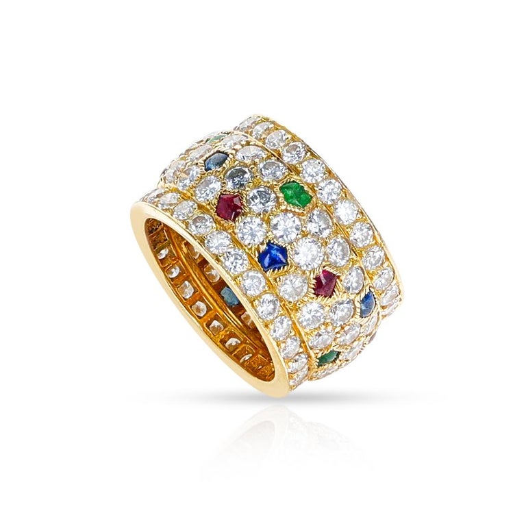 Cartier Nigeria Ring with Ruby, Emerald, Sapphire and Diamond, 18k with ...