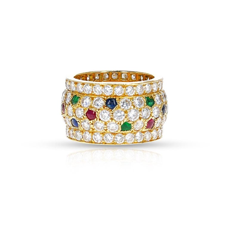 Cartier Nigeria Ring with Ruby, Emerald, Sapphire and Diamond, 18k with ...
