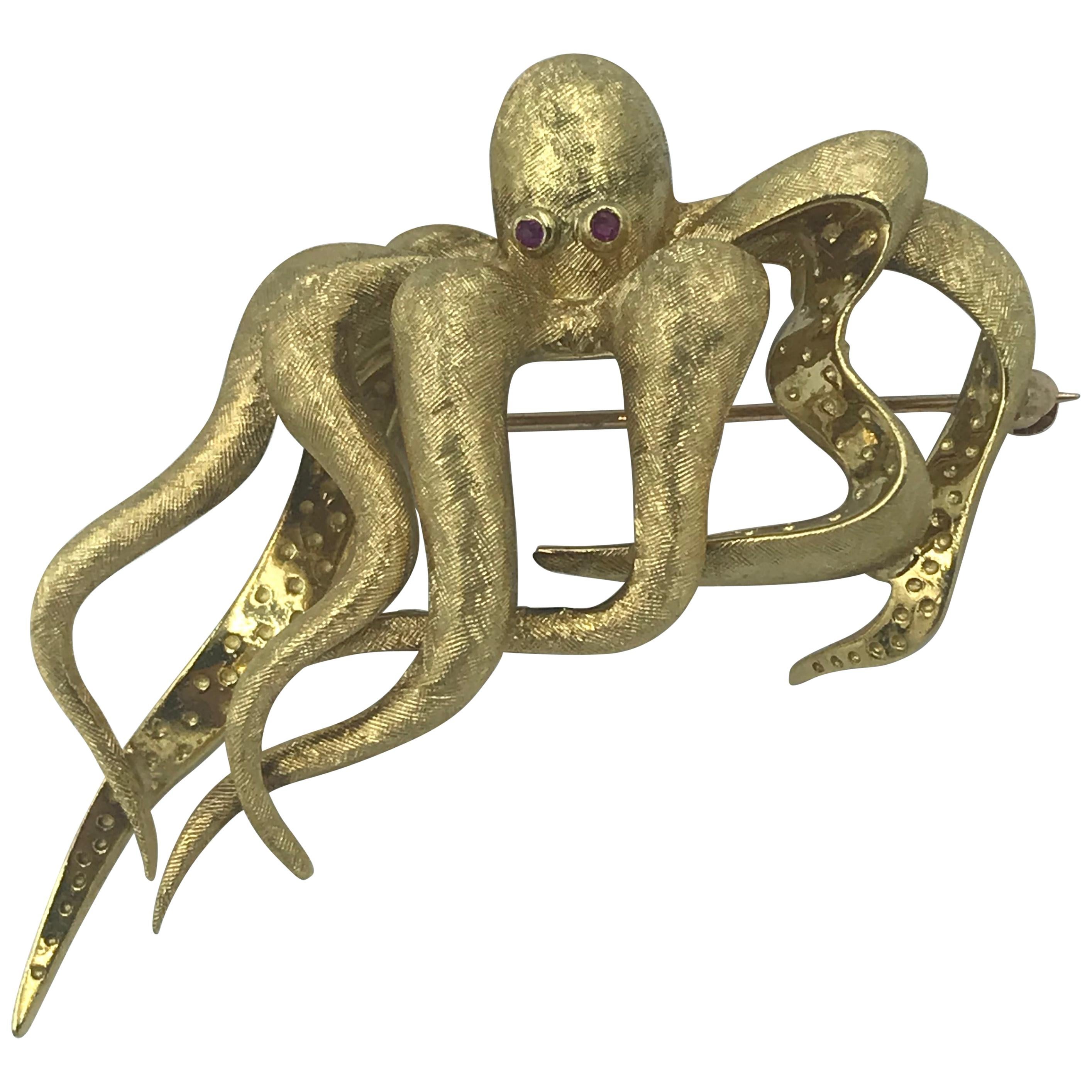 Cartier Octopus Brooche 18 Karat Gold at 1stDibs