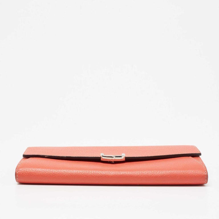 Cartier Orange Leather C De Cartier Continental Wallet For Sale at 1stDibs