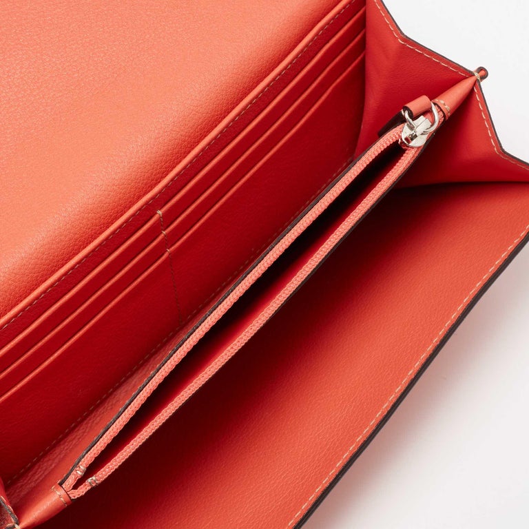 Cartier Orange Leather C De Cartier Continental Wallet For Sale at 1stDibs