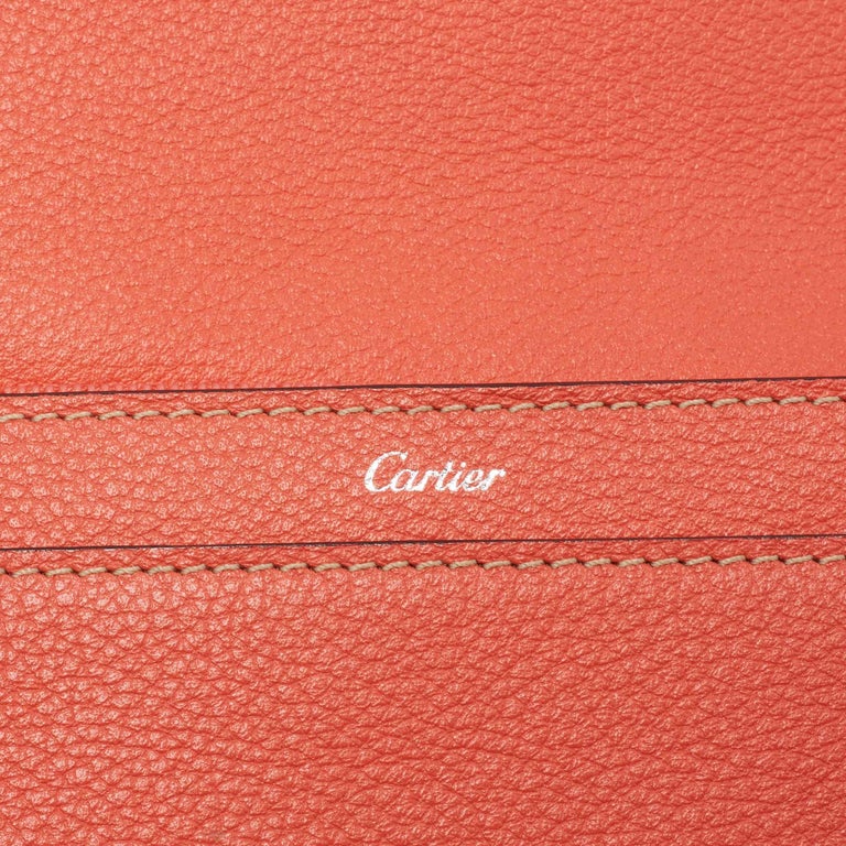 Cartier Orange Leather C De Cartier Continental Wallet For Sale at 1stDibs