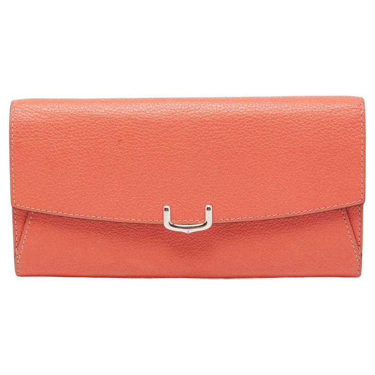 Cartier Orange Leather C De Cartier Continental Wallet For Sale at 1stDibs