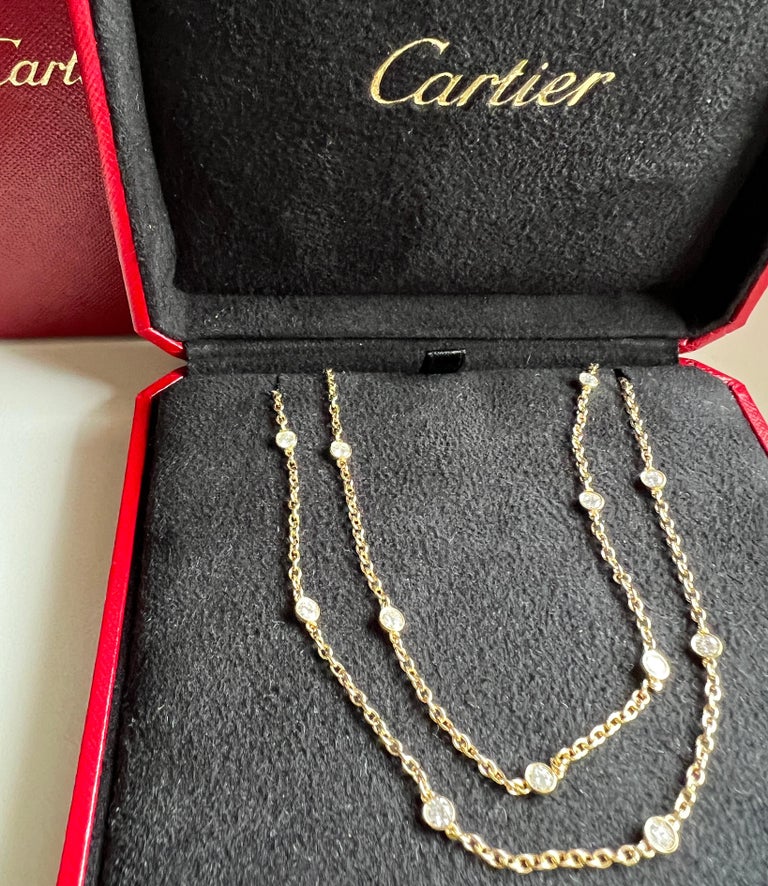 Cartier Original 1985 13 Diamonds by the Yard 18 Karat Yellow Gold Necklace at 1stDibs