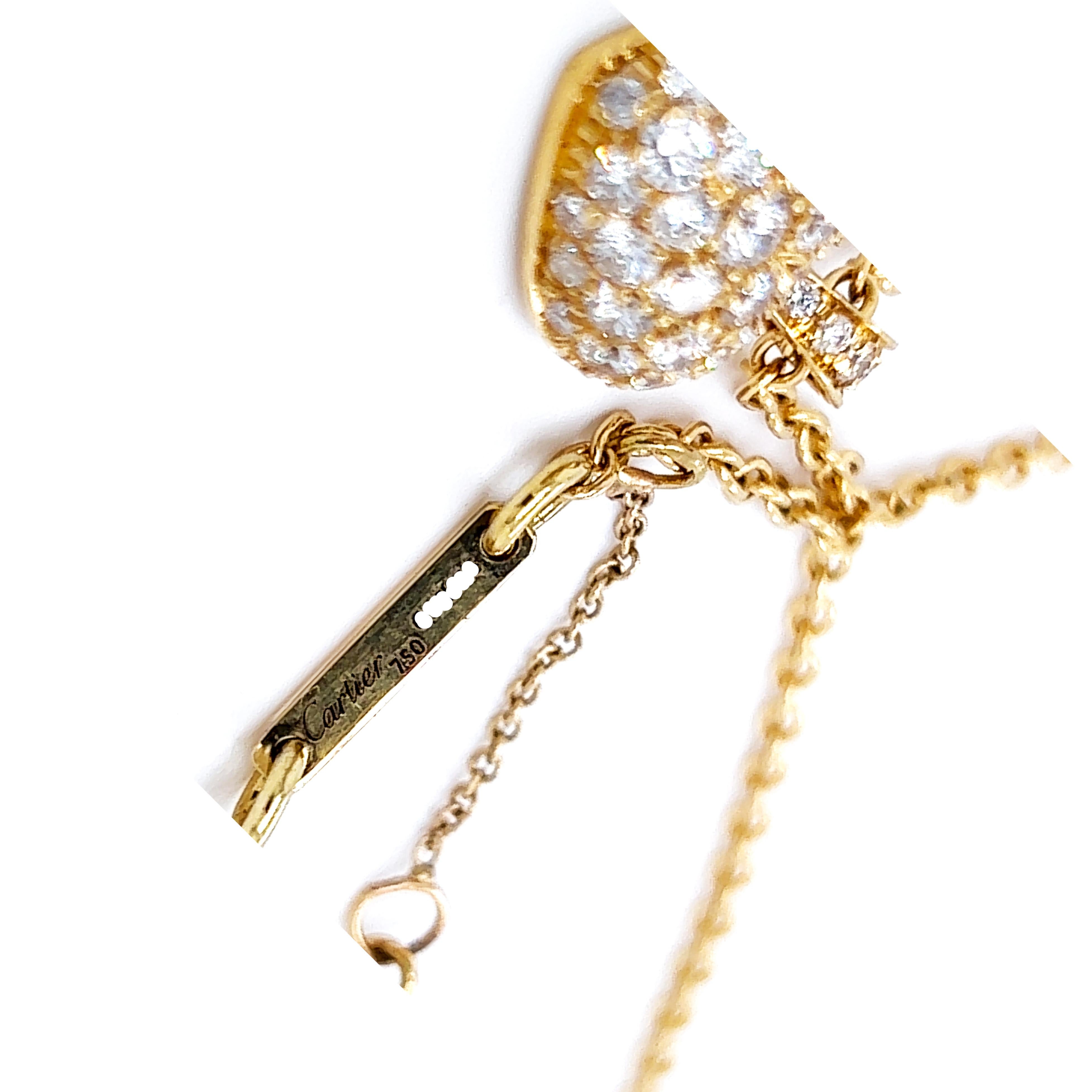 Cartier Original 1990 White Diamond 18 Karat Yellow Gold Heart Pendant Necklace at 1stDibs ...