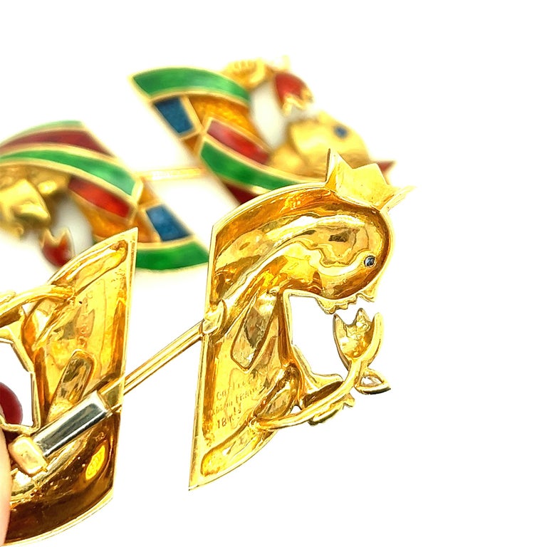 Cartier Pair of Gold Enamel Diamond Queen Jabots For Sale at 1stDibs