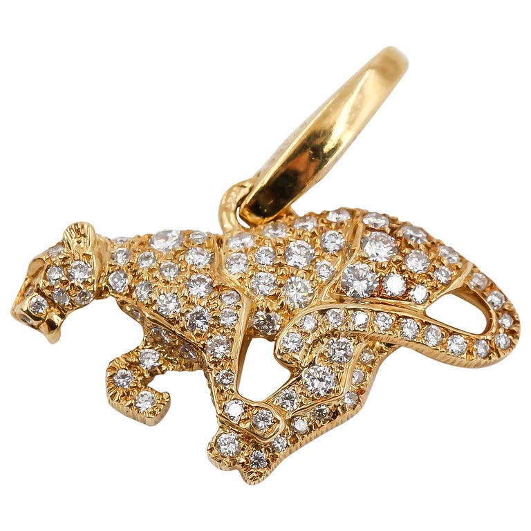 Cartier Panther Diamond and 18 Karat Yellow Gold Charm at 1stDibs ...