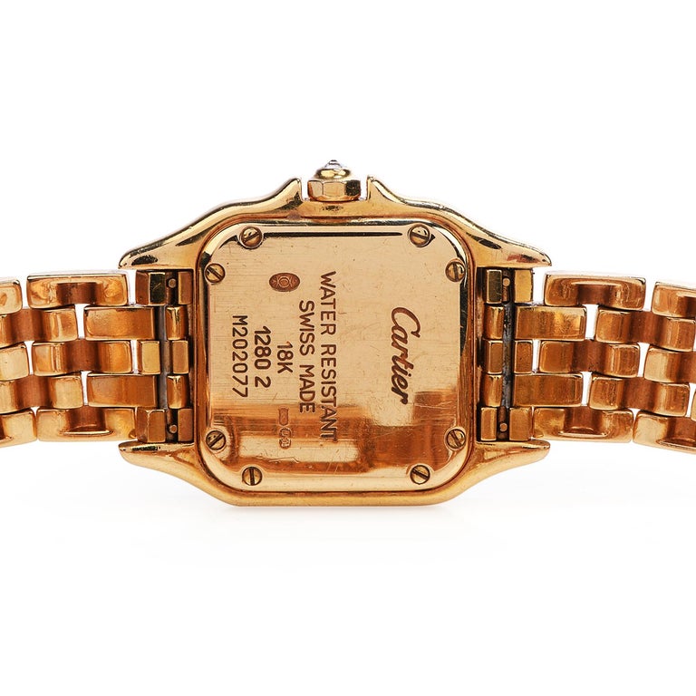 Cartier Panther Diamond Face 18K Gold Ladies Watch For Sale at 1stDibs