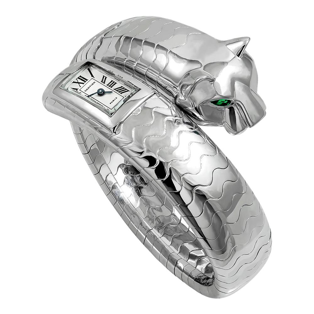 Cartier Panther Head Gold Watch For Sale at 1stDibs