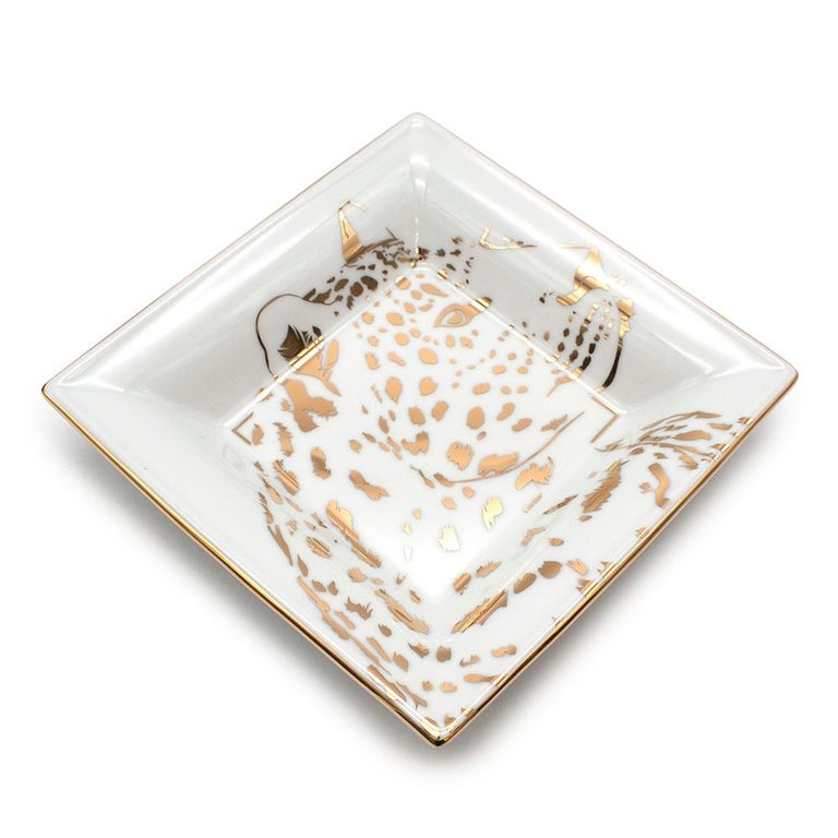 Cartier Panther Motif Porcelain Medium Trinket Tray at 1stDibs
