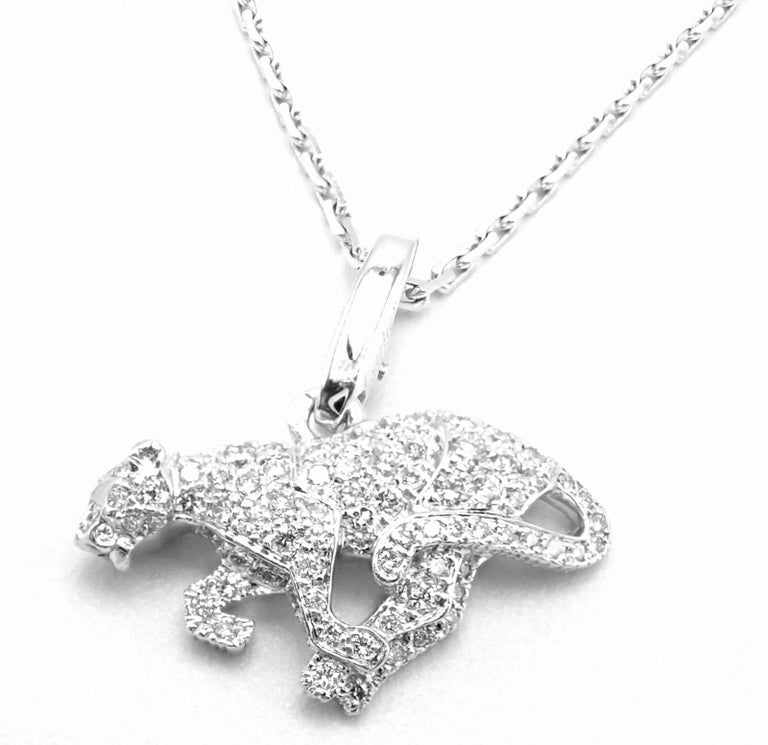 Cartier Panther Panthere Diamond Pendant White Gold Necklace For Sale ...