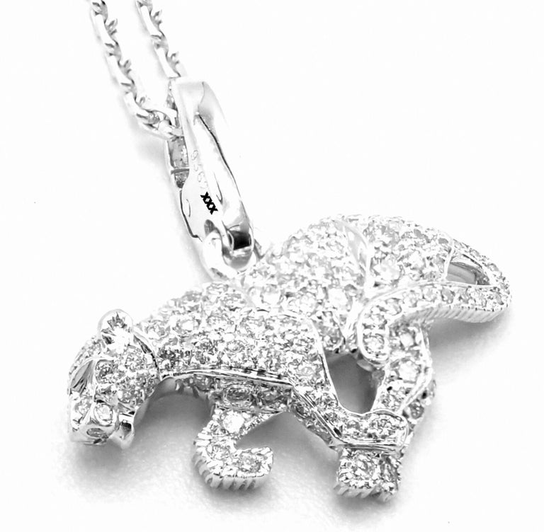 Cartier Panther Panthere Diamond Pendant White Gold Necklace For Sale ...