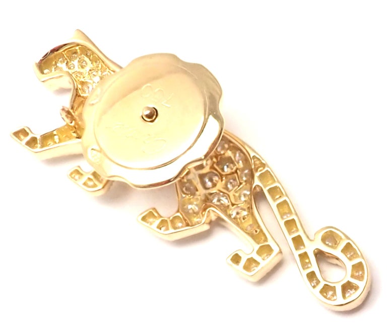 Cartier Panther Panthere Diamond Yellow Gold Tie Lapel Pin at 1stDibs ...
