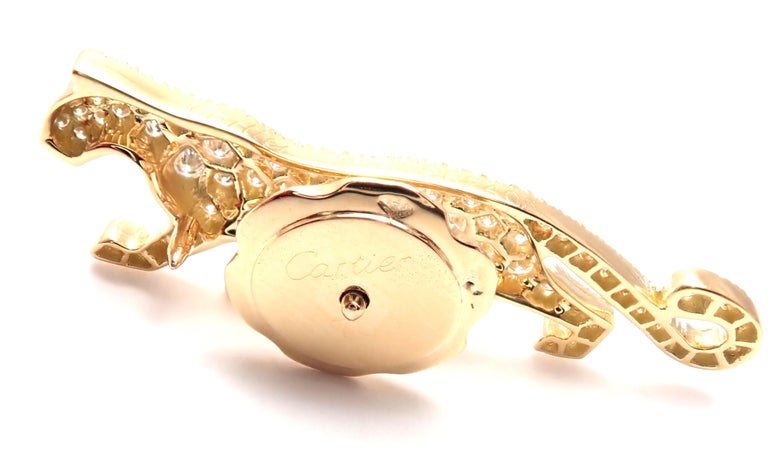 Cartier Panther Panthere Diamond Yellow Gold Tie Lapel Pin at 1stDibs ...