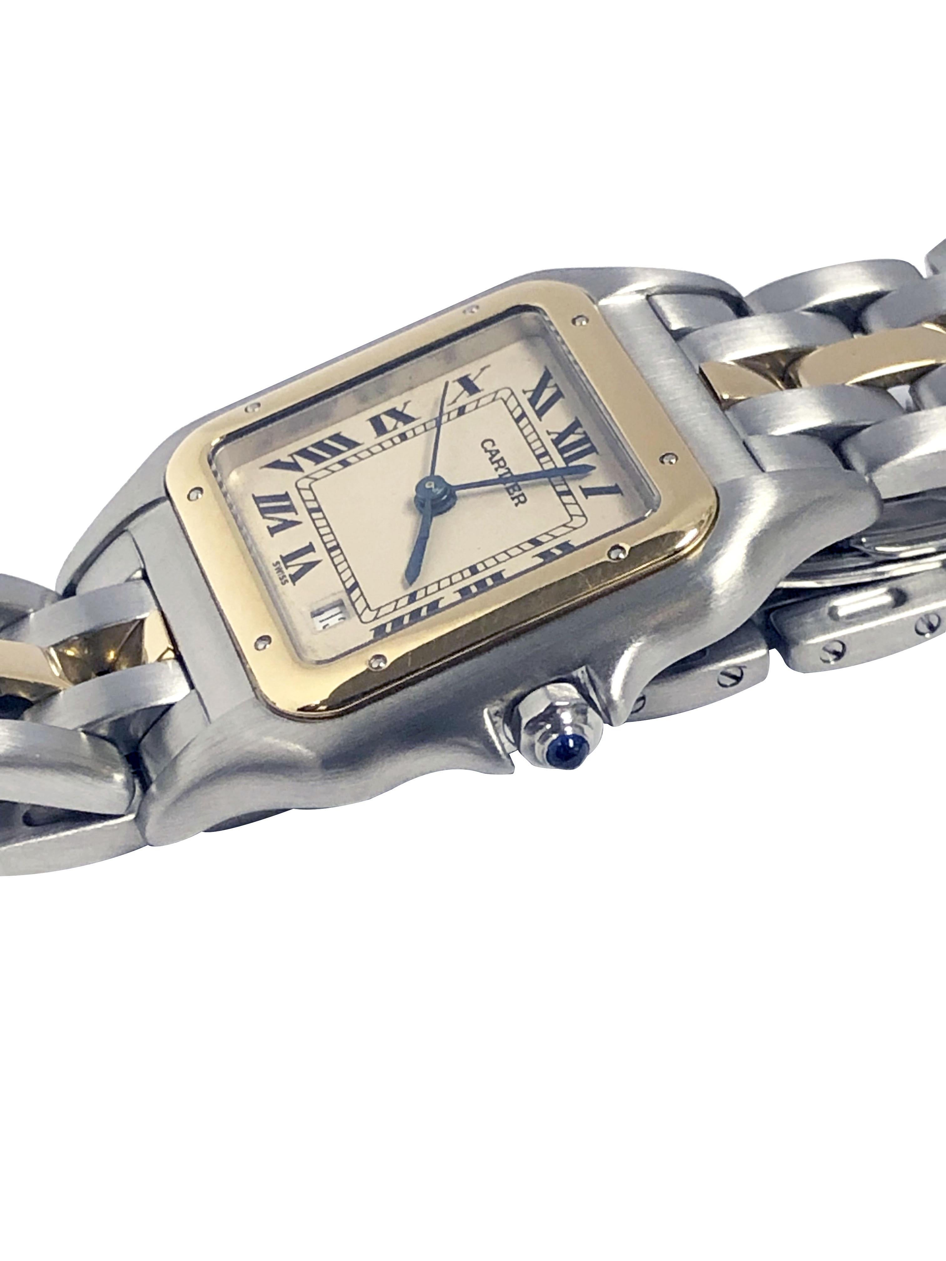 Cartier Panther Steel and 18k Gold Quartz Mid Size Wrist Watch For Sale ...
