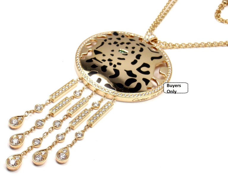 Cartier Collier panthère en or laqué tsavorite et diamants - En vente ...