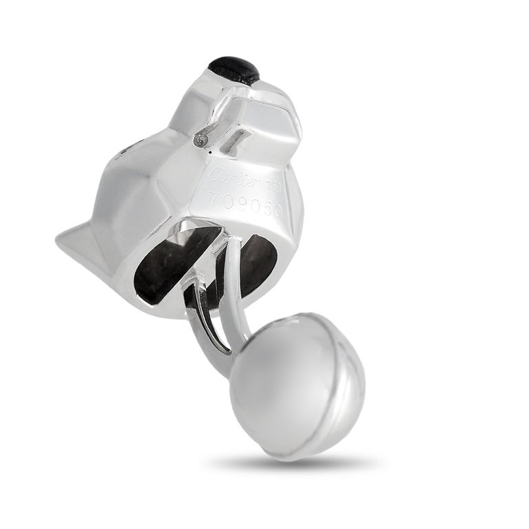 Cartier Panthère 18K White Gold Emerald and Onyx Cufflinks For Sale at ...