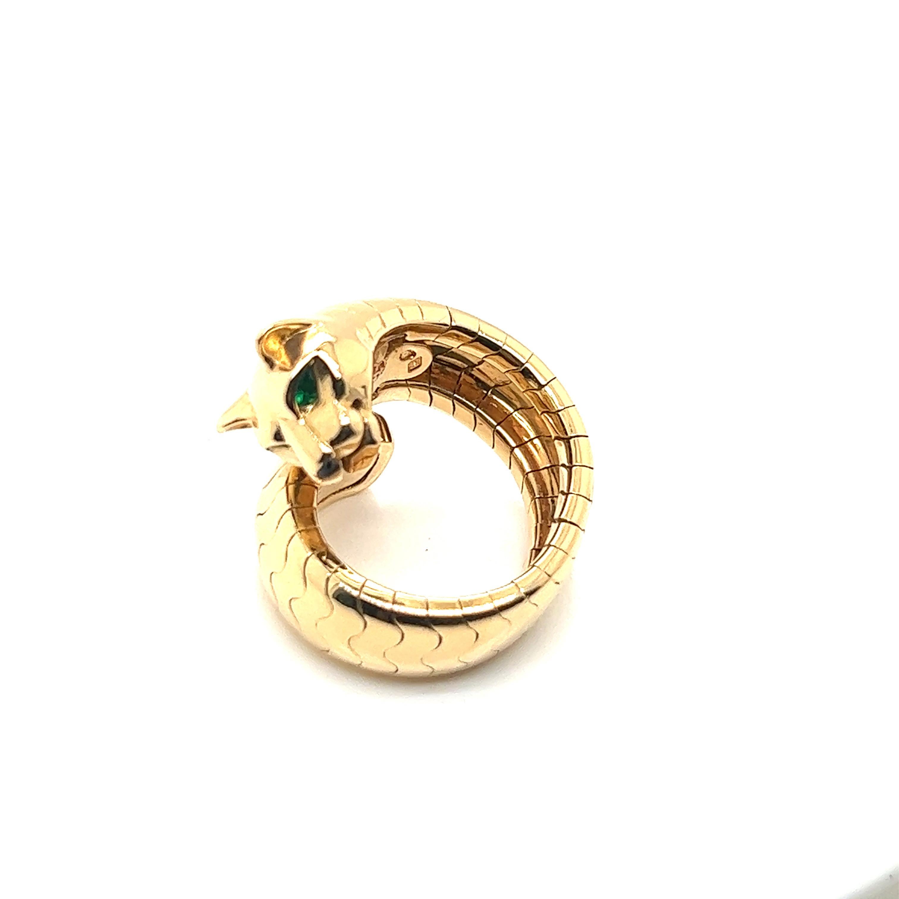 Cartier, Panthère 18k Yellow Gold Emerald Ring at 1stDibs | cartier tiger