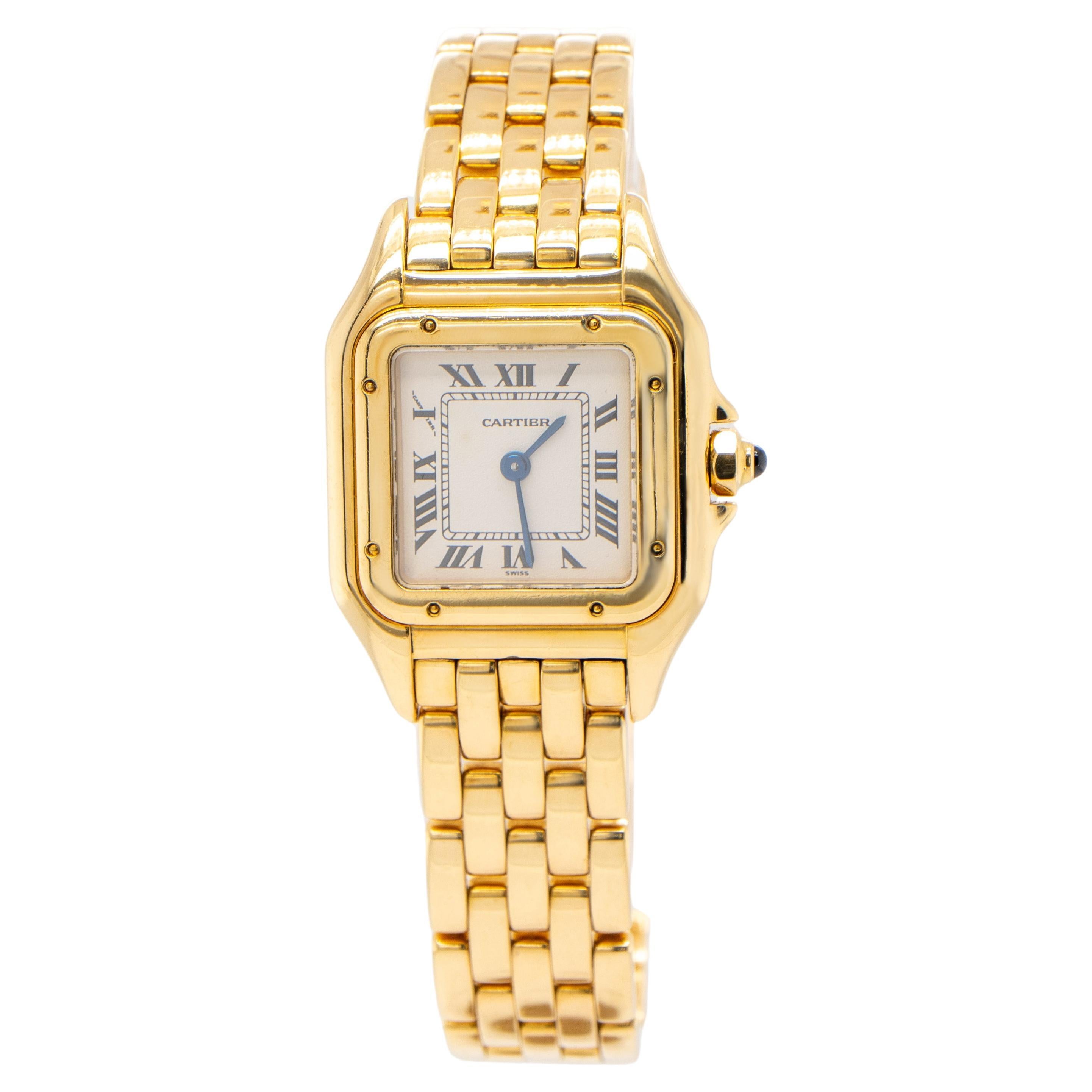 Cartier Panthere Watch 18K Yellow Gold Ladies Small 1070 Travel Pouch ...