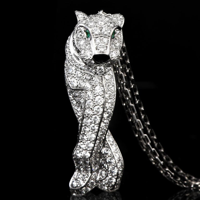 Cartier 'Panthère De Cartier' Diamond Panther Pendant Necklace For Sale ...