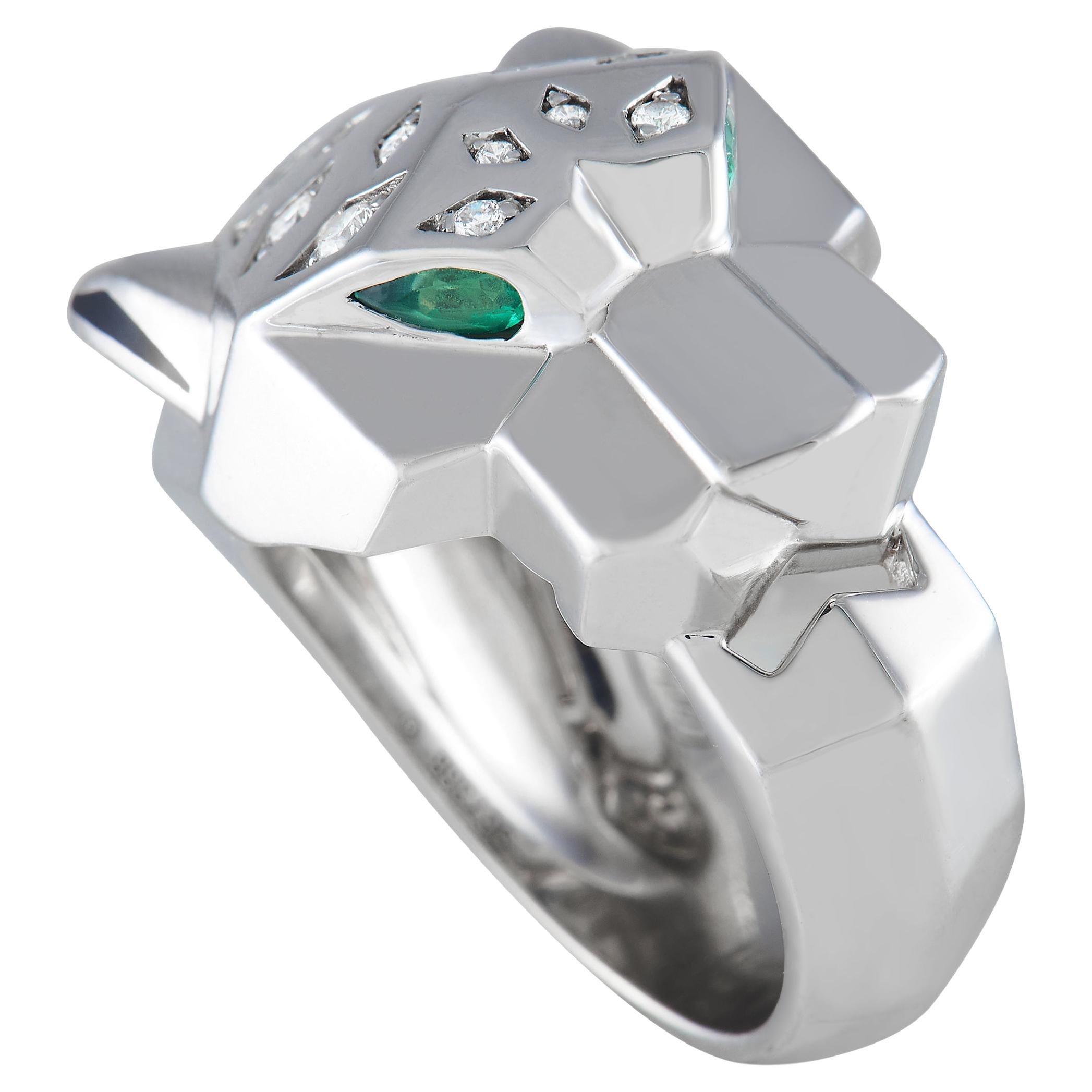 Cartier Panther Panthere Emerald Onyx Diamond Gold Band Ring at 1stDibs ...