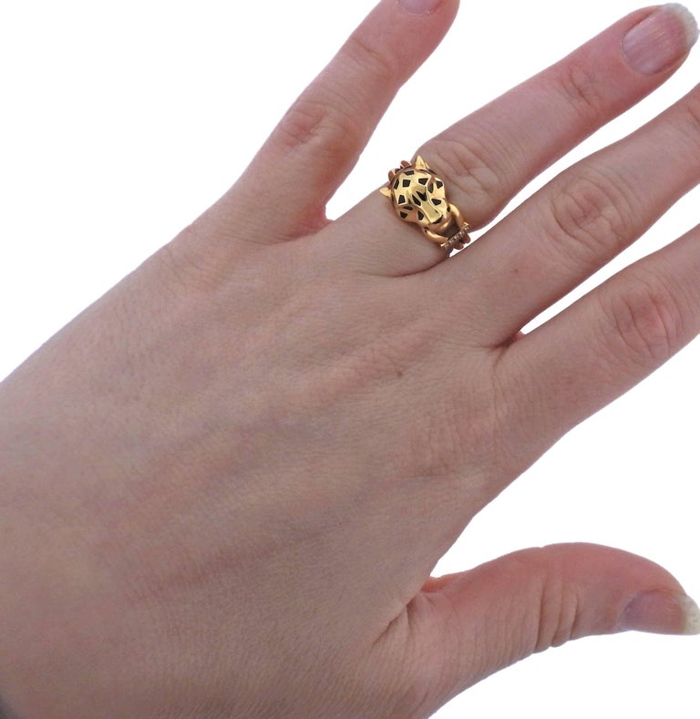 Cartier Panthere Diamond Enamel Tsavorite Gold Ring at 1stDibs ...