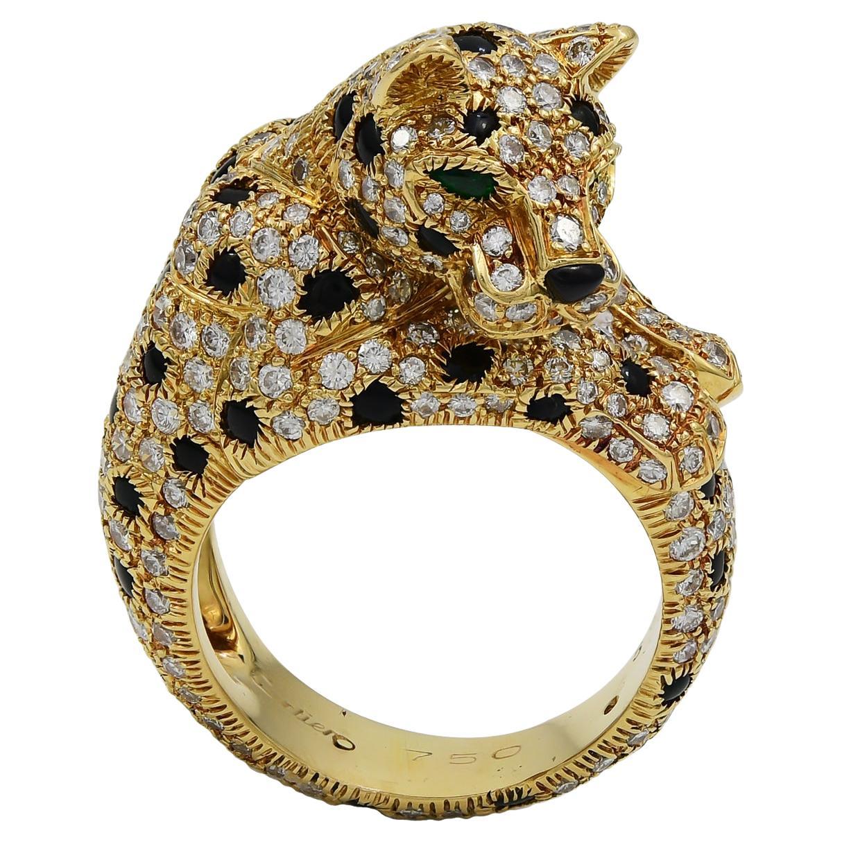 Cartier Diamond Walking Panthere Ring For Sale at 1stDibs