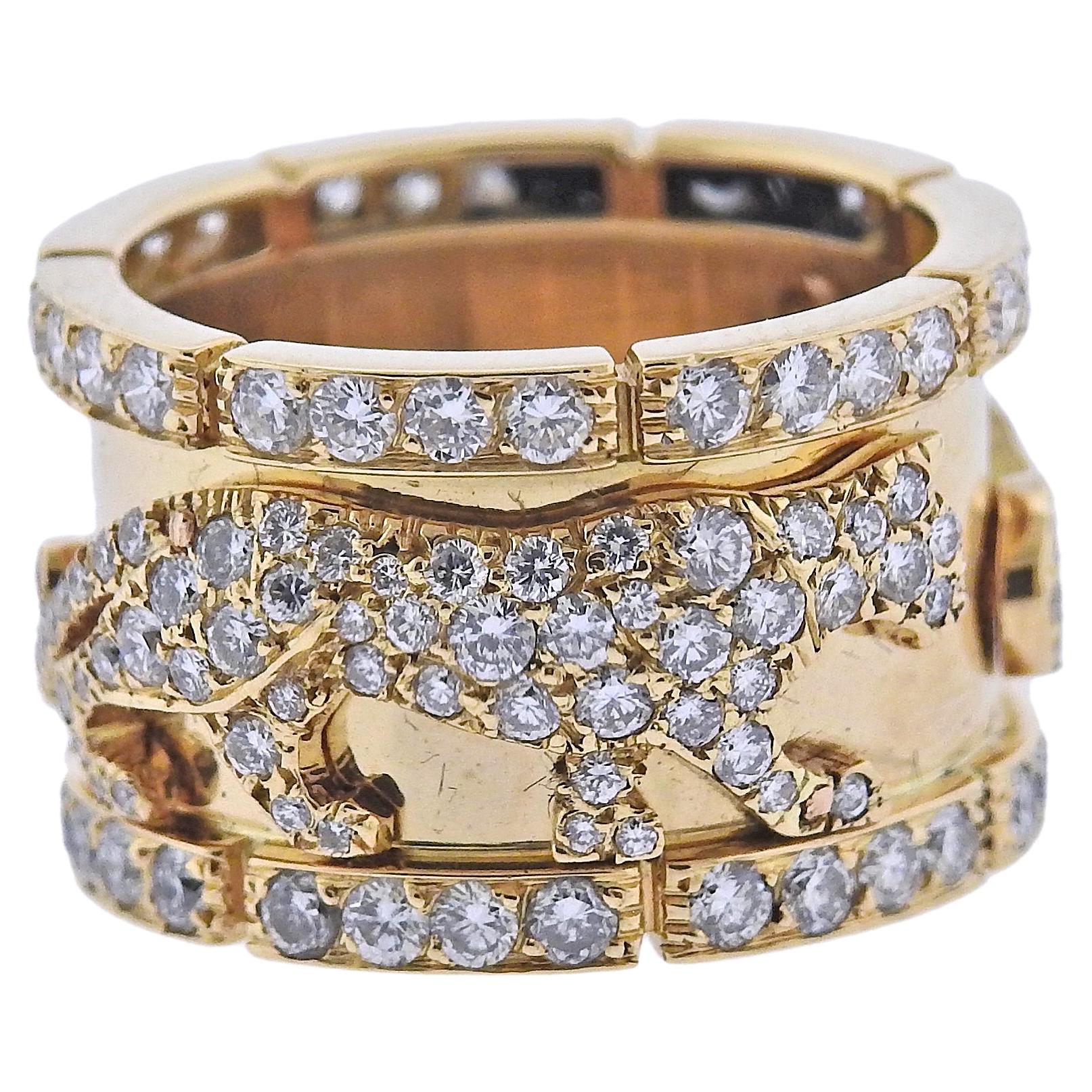 Cartier Panthere Gryph Diamond Yellow Gold Band Ring For Sale at ...