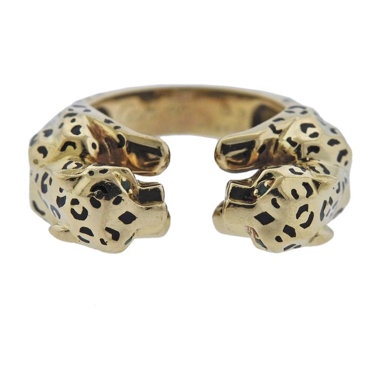 Cartier Panthere Emerald Enamel Gold Ring at 1stDibs | cartier tiger ring