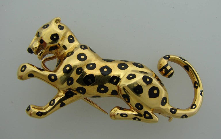 Cartier Panthere Enamel Yellow Gold Pin Brooch Clip at 1stDibs ...